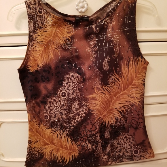 Tofia | Tops | 324 Sparkly Feather Tank | Poshmark